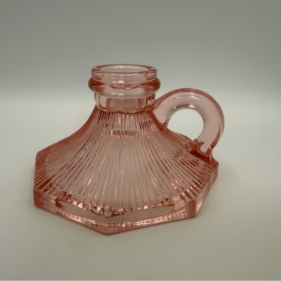 Vintage | Accents | Vintage Depression Era Pink Glasschamberstick ...